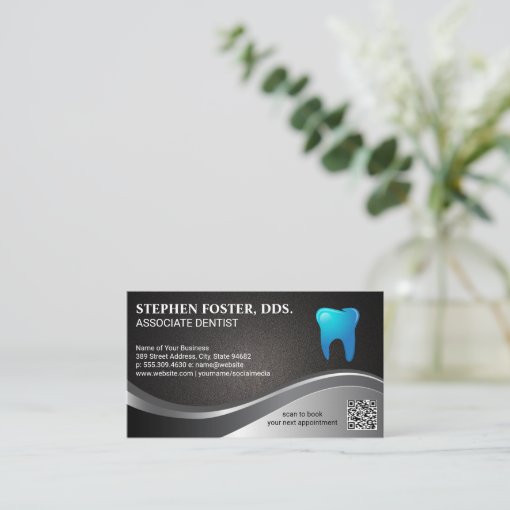 Tooth Logo | Simple Dentistry | Add QR Code Business Card | Zazzle