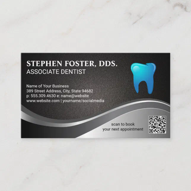 Tooth Logo | Simple Dentistry | Add QR Code Business Card | Zazzle
