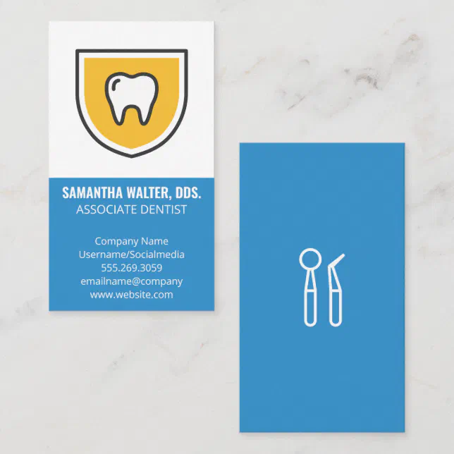 Tooth Shield Icon | Associate Dentist Business Card | Zazzle