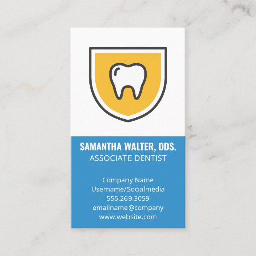 Tooth Shield Icon | Associate Dentist Business Card | Zazzle