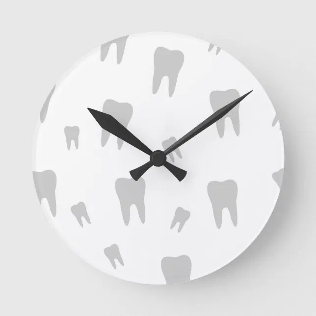 Tooth wallpaper for dentist round clock | Zazzle