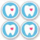 Tooth with heart stickers, set of four stickers | Zazzle