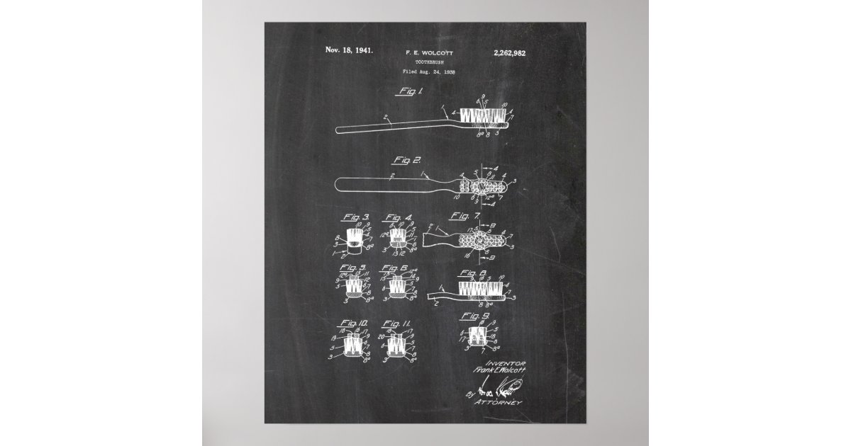 Toothbrush Patent Poster | Zazzle