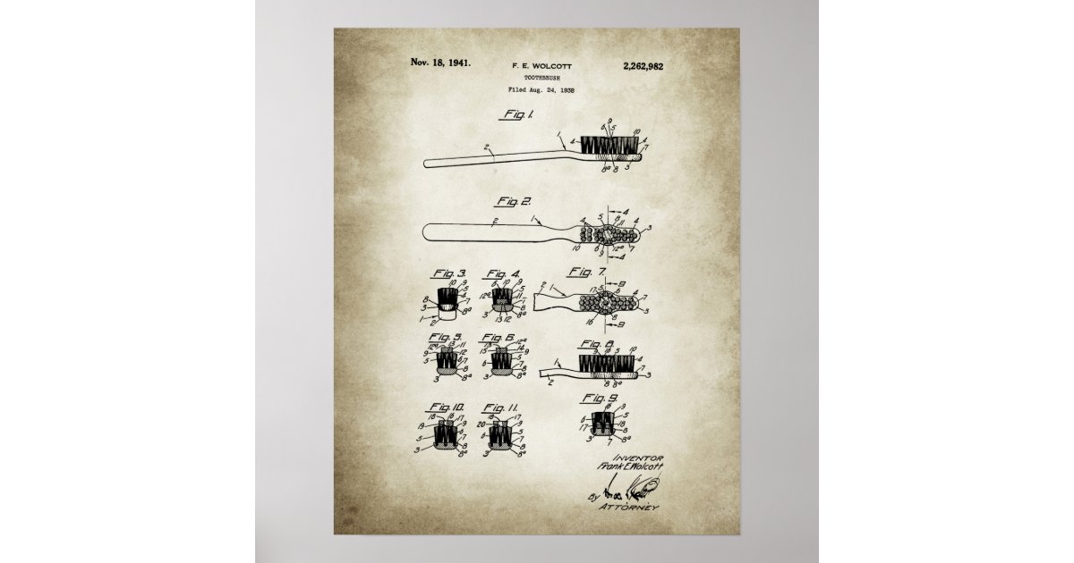 Toothbrush Patent Poster | Zazzle