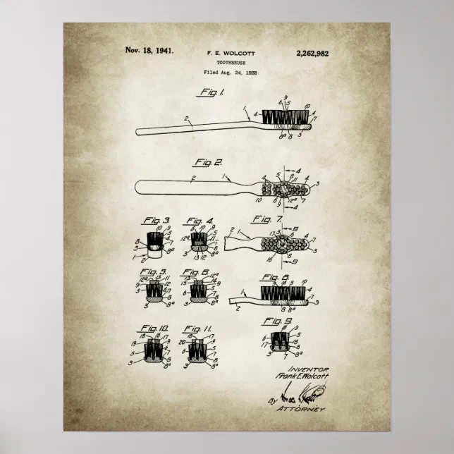 Toothbrush Patent Poster | Zazzle