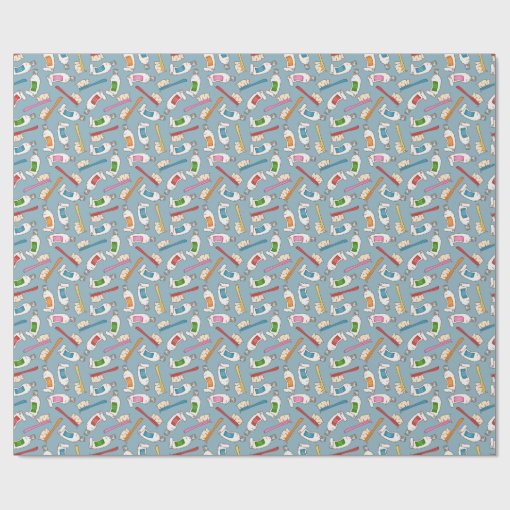 Toothbrush & Toothpaste Pattern Wrapping Paper | Zazzle
