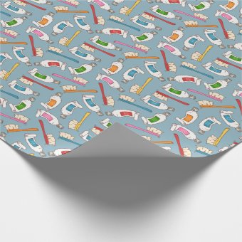 Toothbrush & Toothpaste Pattern Wrapping Paper | Zazzle