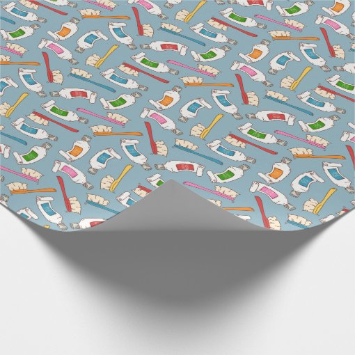 Toothbrush & Toothpaste Pattern Wrapping Paper | Zazzle