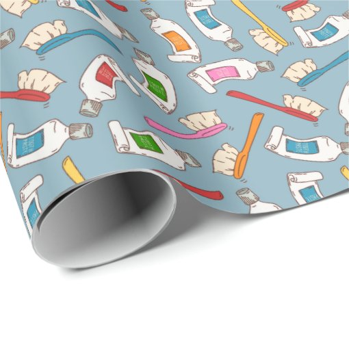 Toothbrush & Toothpaste Pattern Wrapping Paper | Zazzle