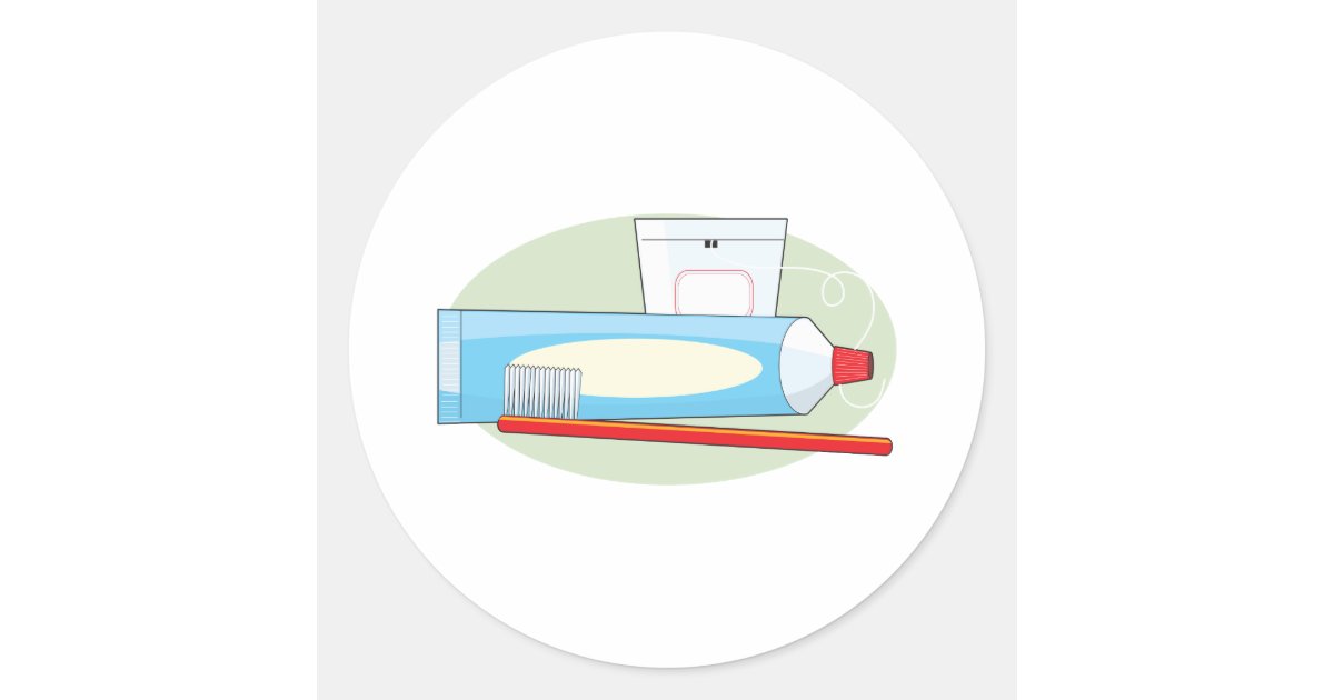 Toothpaste and Brush Classic Round Sticker | Zazzle