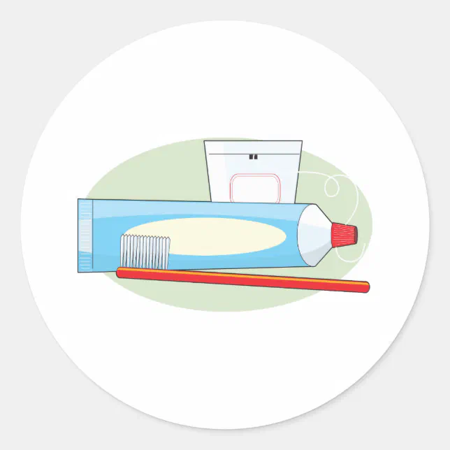 Toothpaste and Brush Classic Round Sticker | Zazzle
