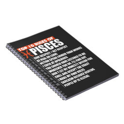 Top 10 Rules of Pisces zodiac gift horoscope Notebook | Zazzle