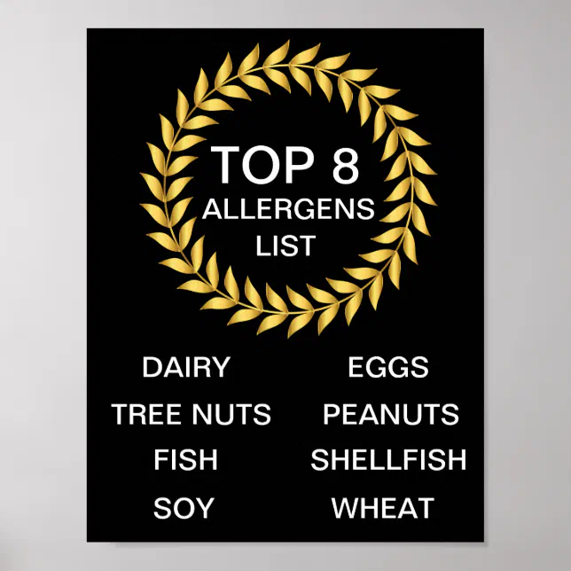 Top 8 Allergens List Poster | Zazzle