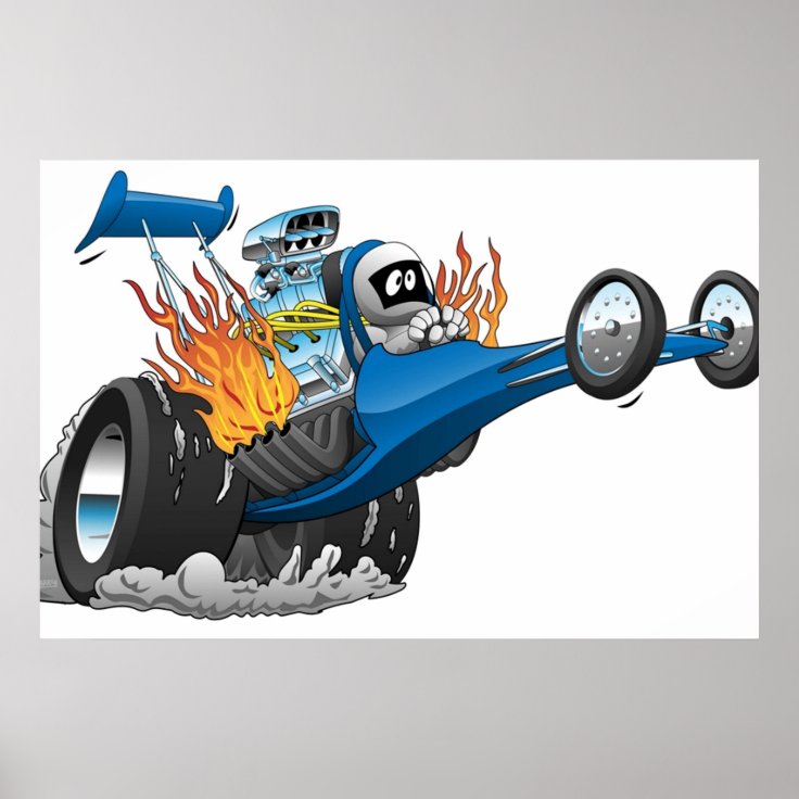Top Fuel Dragster Cartoon Poster | Zazzle
