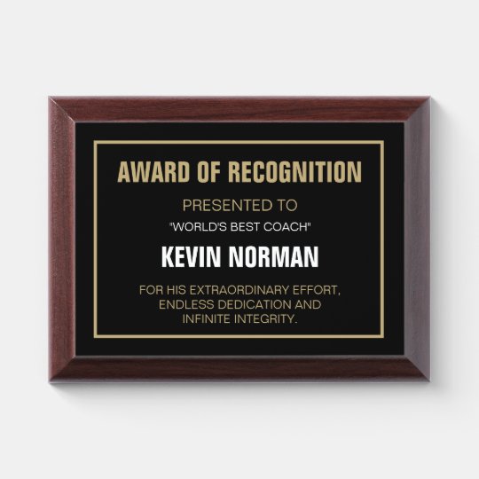 TOP Gift! Best COACH Award plaque | Zazzle.com