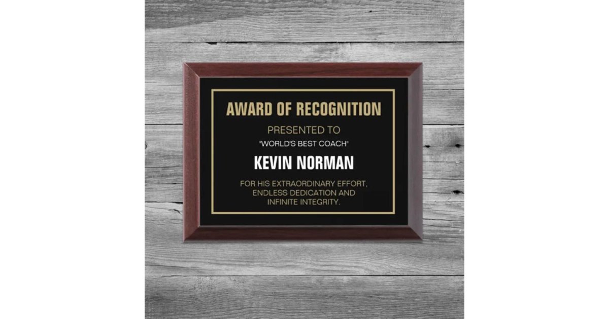 TOP Gift! Best COACH Award plaque | Zazzle