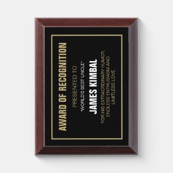 TOP Gift! Best UNCLE Award plaque | Zazzle