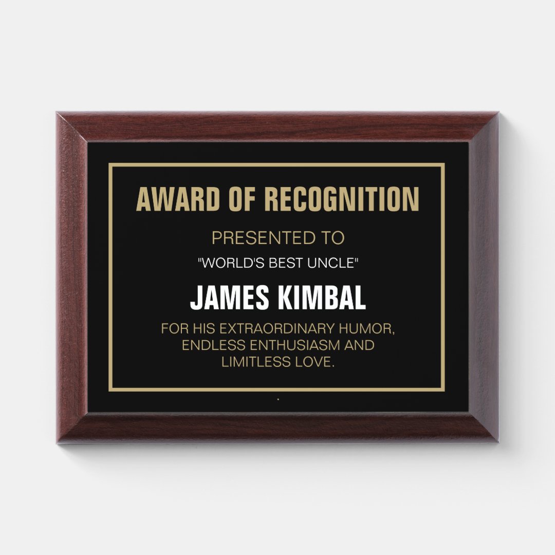 TOP Gift! Best UNCLE Award plaque | Zazzle