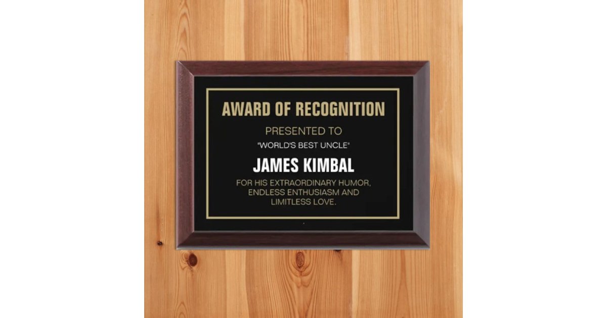 TOP Gift! Best UNCLE Award plaque | Zazzle