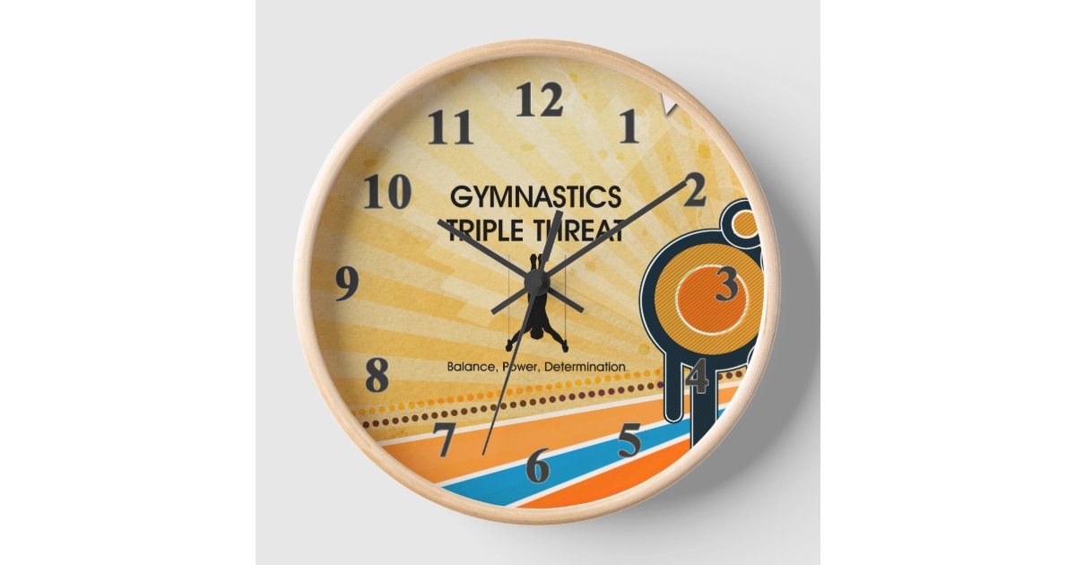 TOP Gymnastics Triple Clock | Zazzle