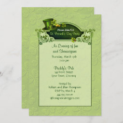 Top Hat and Shamrocks Invitation - Customize | Zazzle