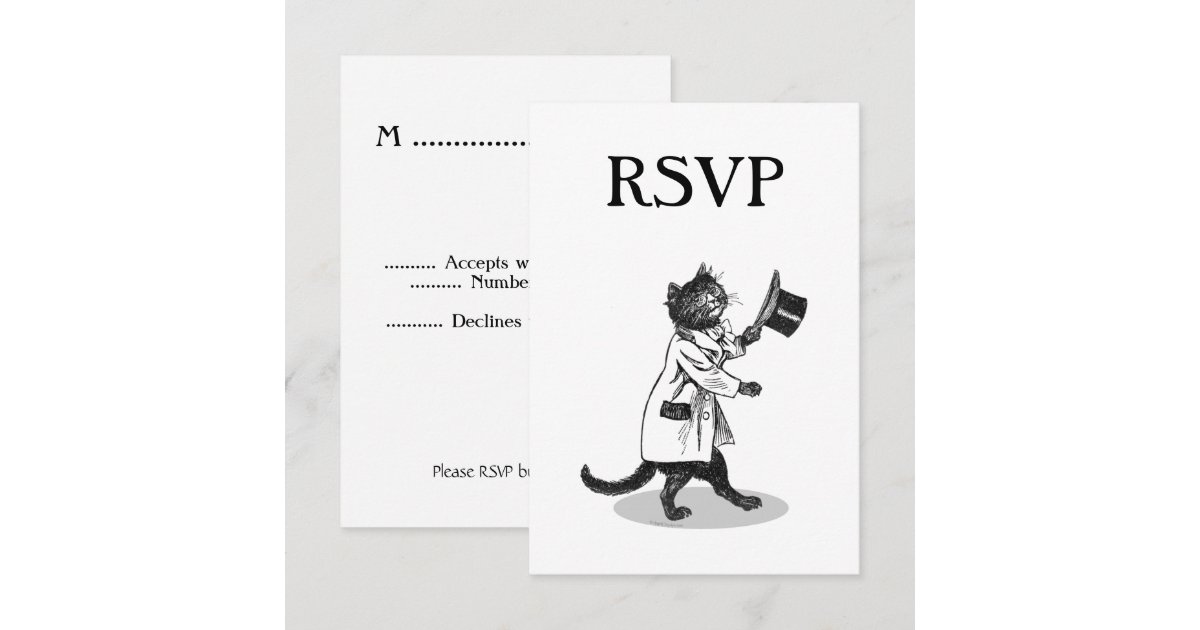 Top Hat Cat Custom RSVP Invitation | Zazzle