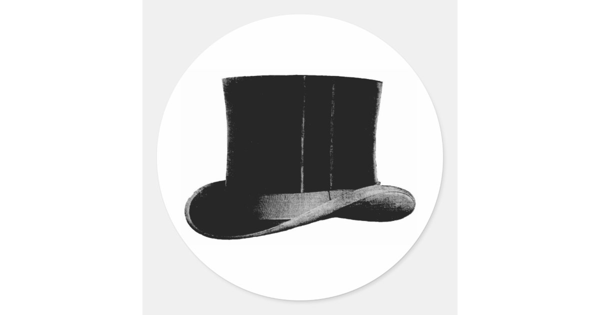 top hat classic round sticker | Zazzle