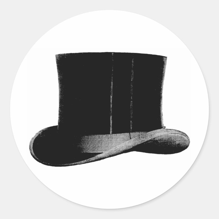 top hat classic round sticker | Zazzle