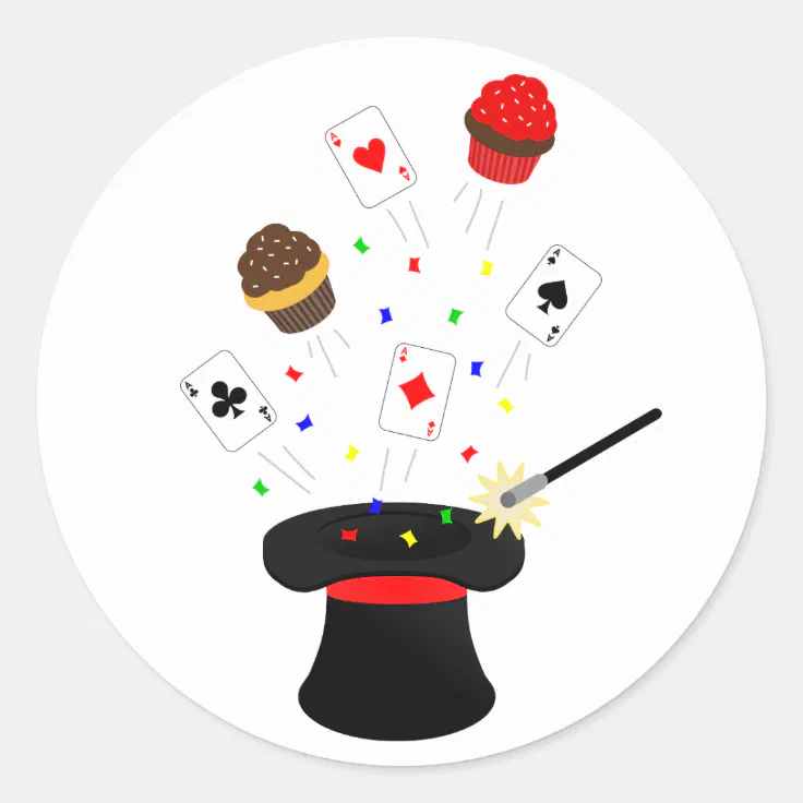 Top Hat Magic Show Birthday Party Classic Round Sticker | Zazzle