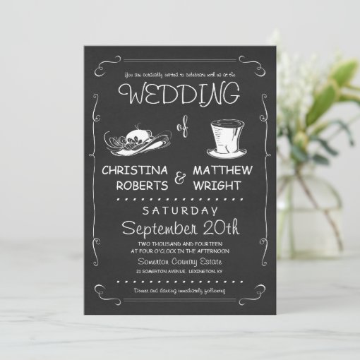 Top Hat Wedding Invitations Template | Zazzle