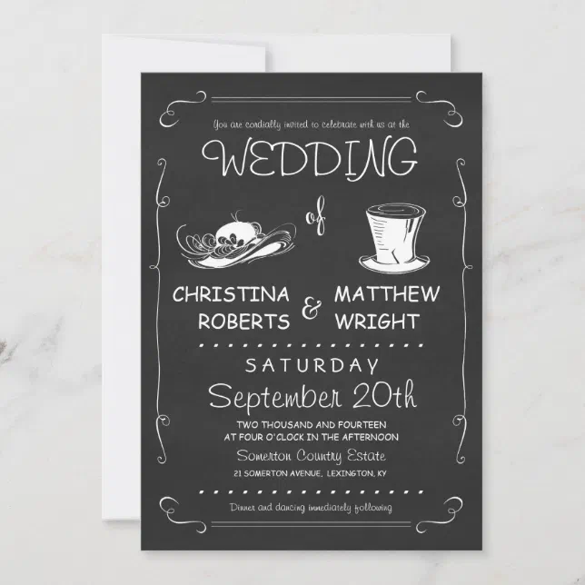 Top Hat Wedding Invitations Template | Zazzle