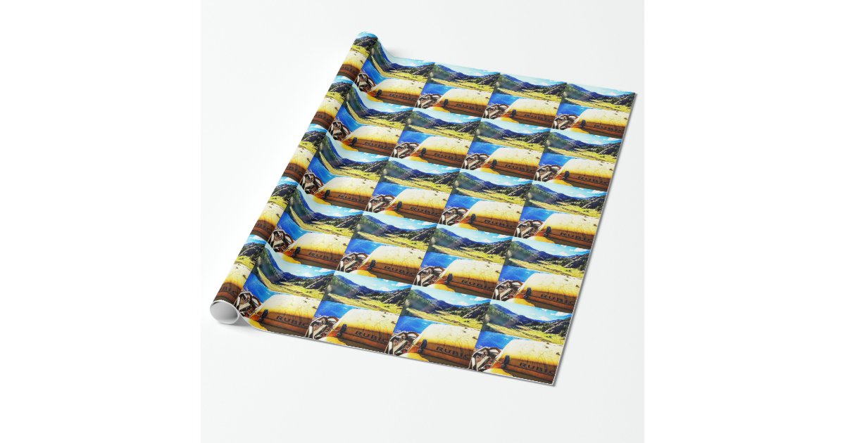 Top of a Yellow Jeep with Mountains Wrapping Paper | Zazzle