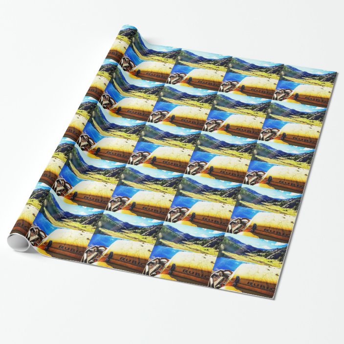 Top of a Yellow Jeep with Mountains Wrapping Paper | Zazzle.com