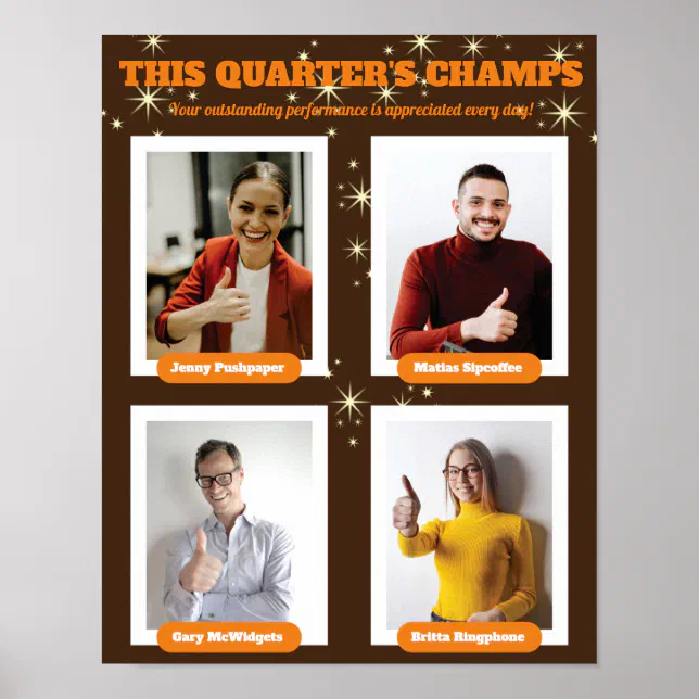 Top performer recognition quarterly photo display poster | Zazzle