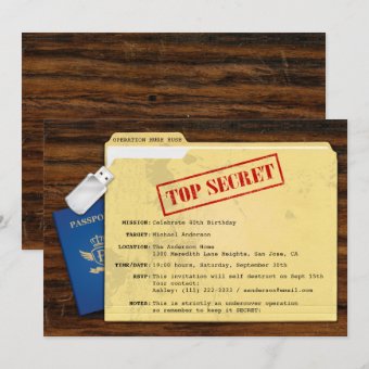 Top Secret Agent Mission Surprise Party Invitation | Zazzle