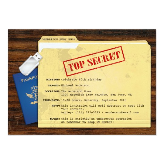 Top Secret Agent Mission Surprise Party Invitation | Zazzle.com