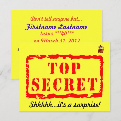 Top secret birthday surprise party invitation | Zazzle