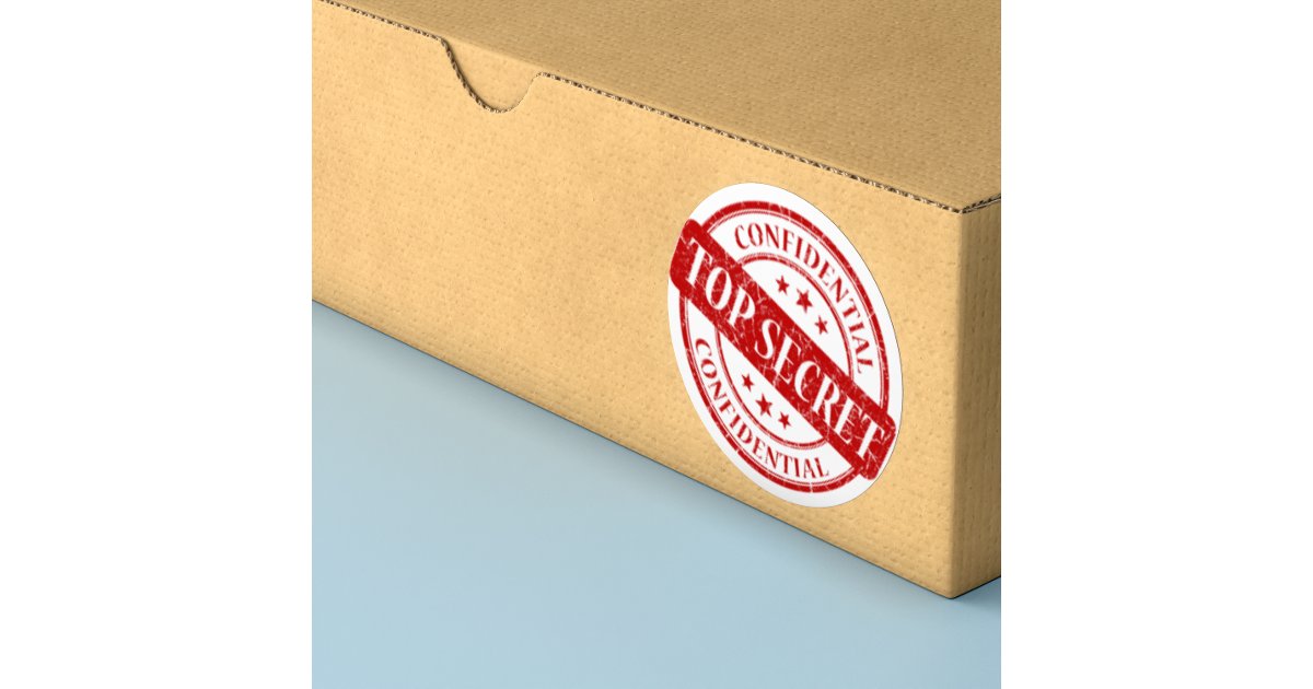 Top Secret Confidential Stamp White Red Classic Round Sticker | Zazzle