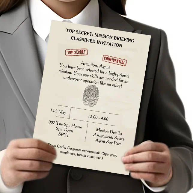 Top Secret Spy Mission Kids Party Invitation | Zazzle