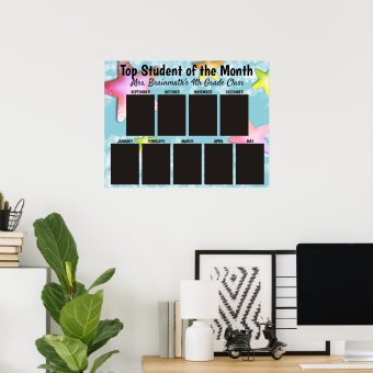 Top student of the month classroom photo display poster | Zazzle