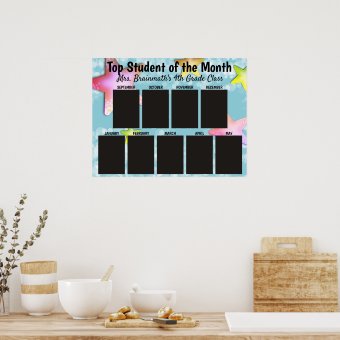 Top student of the month classroom photo display poster | Zazzle