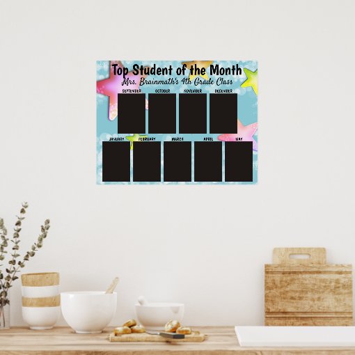 Top student of the month classroom photo display poster | Zazzle