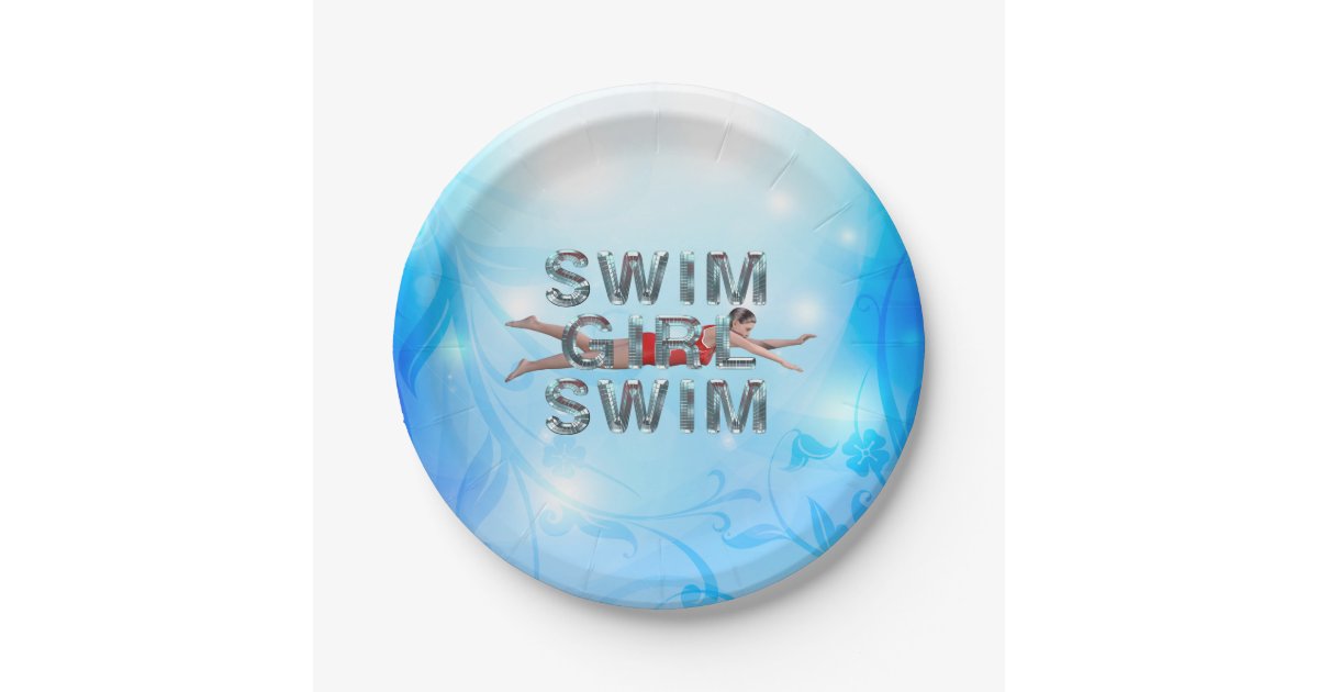 TOP Swim Girl Swim Paper Plates | Zazzle