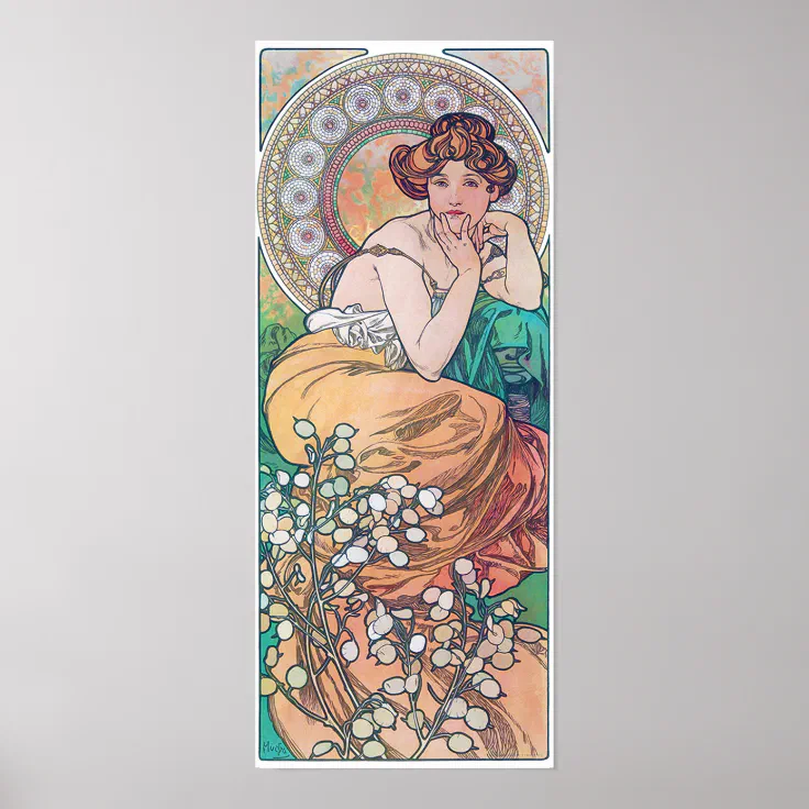Topaz (Four Jewels), Alphonse Mucha Poster | Zazzle