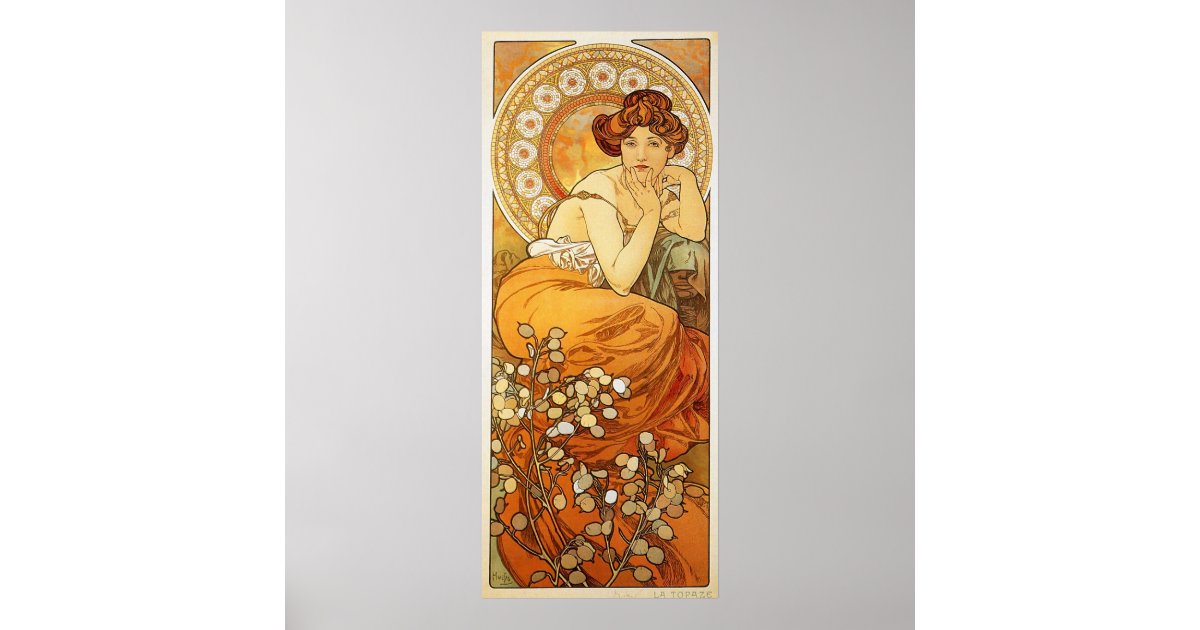 Topaz Illustration by Alphonse Mucha Poster | Zazzle