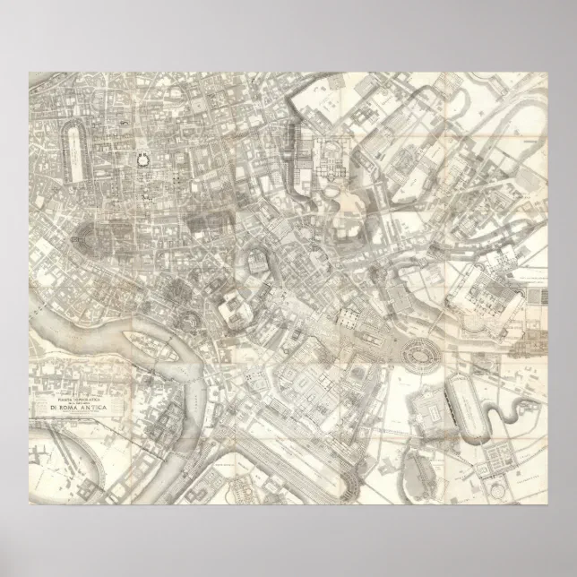 Topographic Map of Ancient Rome, Italy Poster | Zazzle