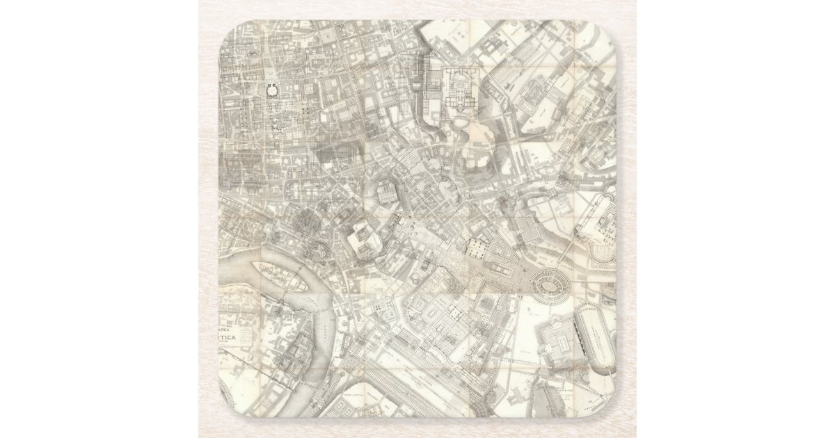 Topographic Map of Ancient Rome, Italy Square Paper Coaster | Zazzle