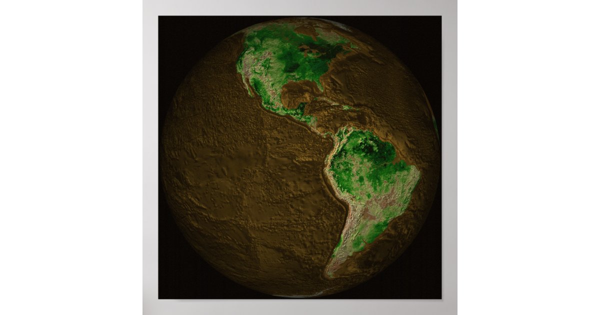 Topographic Map of Earth Poster | Zazzle