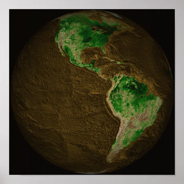 Topographic Map of Earth Poster | Zazzle