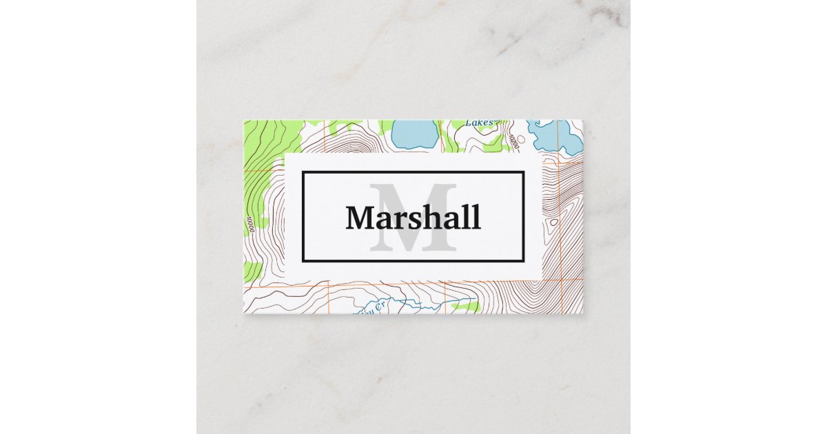 Topographic Map with Your Name and Monogram Business Card | Zazzle